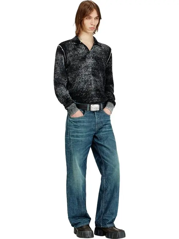 DIESEL® Polo Jumper With Faded Reverse Print - Multicolor
