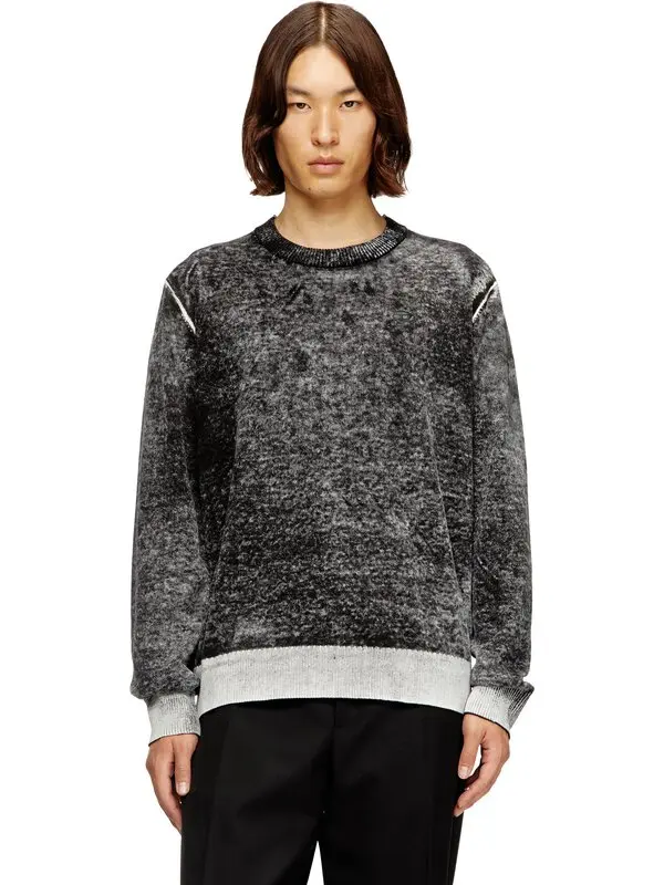 DIESEL® Jumper With Faded Reverse Print And Embroidered Logo - Black