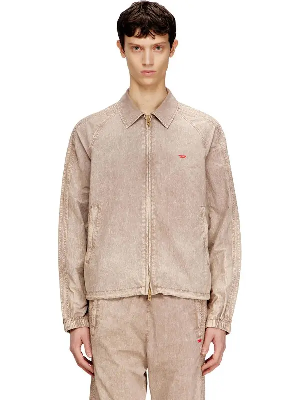 DIESEL® Taslan Jacket With Sporty Stripes - Brown