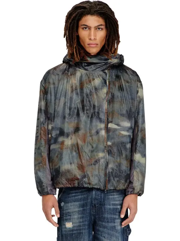 DIESEL® Abstract Print Micro-ripstop Windbreaker Jacket - Multicolor