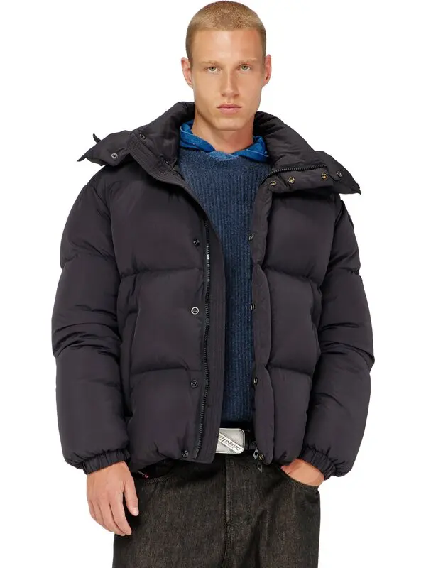DIESEL® Quilted Down Jacket With Viraloff® Taslan Fabric - Grey