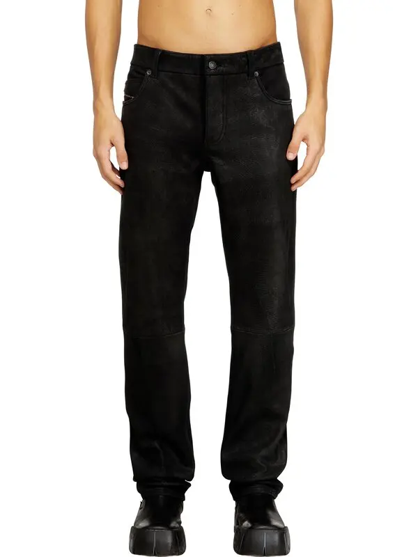 DIESEL® Jean-cut Leather Pants - Black