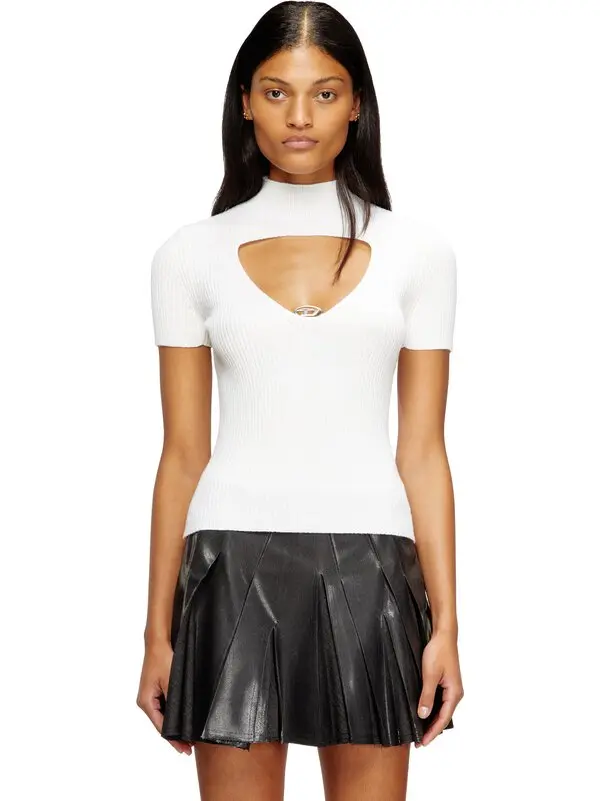 DIESEL® Cut-out Wool-knit Top - White