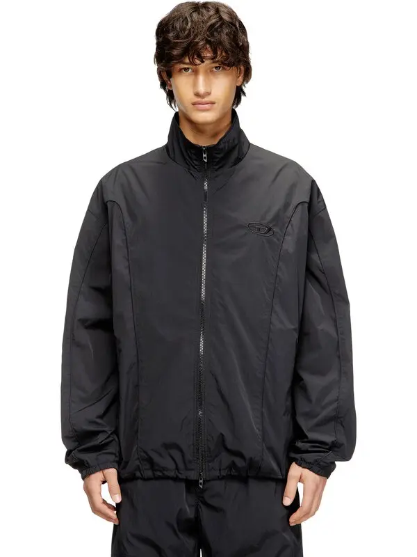 DIESEL® Crinkled Nylon Zip-up Jacket - Black