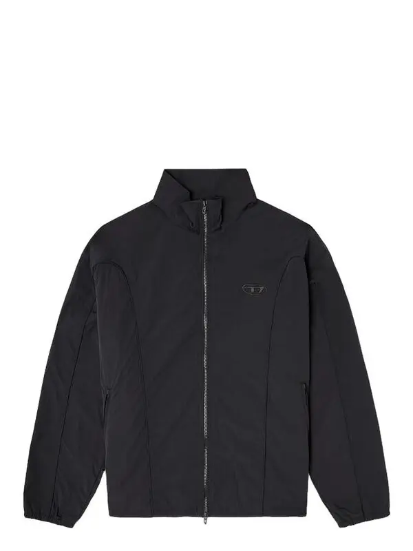 DIESEL® Crinkled Nylon Zip-up Jacket - Black