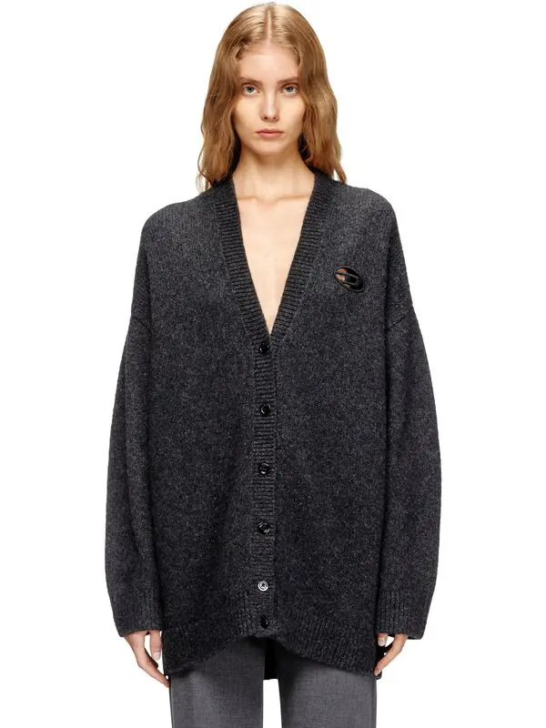 DIESEL® Wool And Alpaca Blend Cardigan With Oval D Detail - Multicolor