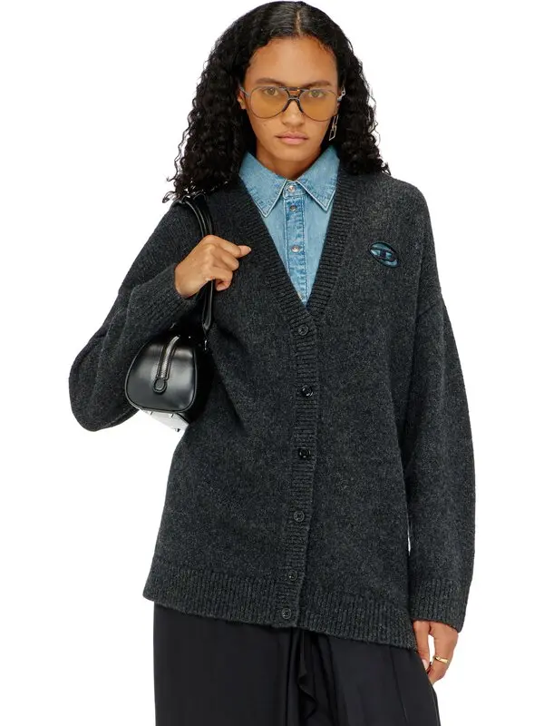 DIESEL® Wool And Alpaca Blend Cardigan With Oval D Detail - Multicolor