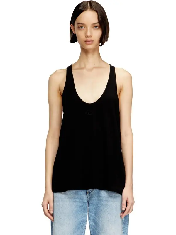 DIESEL® Ribbed Scoop Neck Tank Top - Black