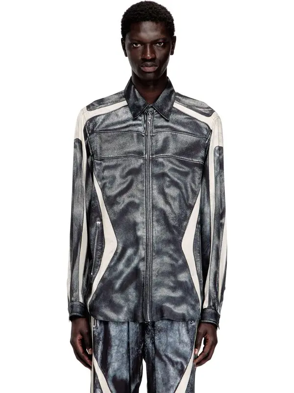 DIESEL® Printed Viscose Shirt With Front Zip Closure - Multicolor