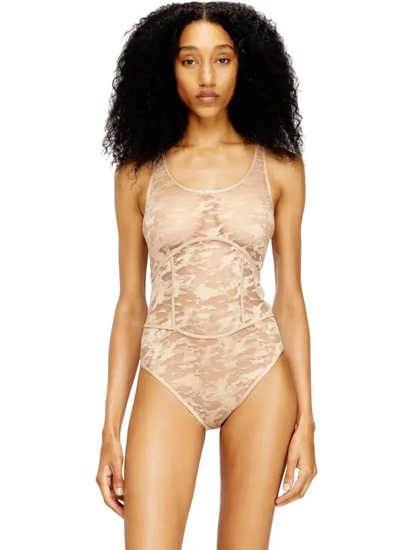 DIESEL® Lace Detail Nylon Bodysuit - Pink