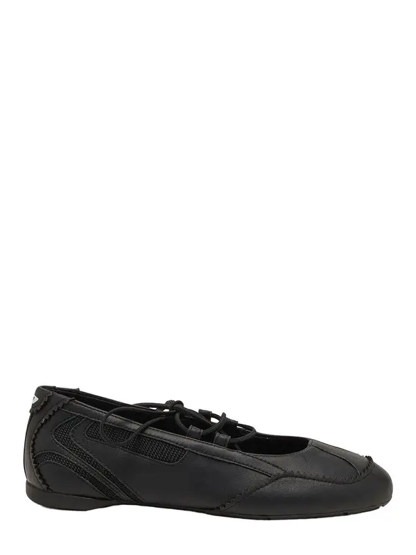 DIESEL® D-mile Leather And Mesh Ballerina Flats - Black