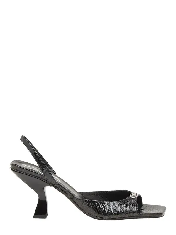DIESEL® D-amber Slingback Sandals In Lizard-effect Leather - Black