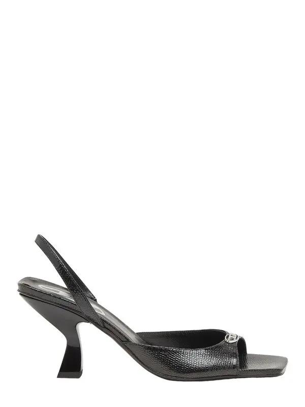 DIESEL® D-amber Slingback Sandals In Lizard-effect Leather - Black