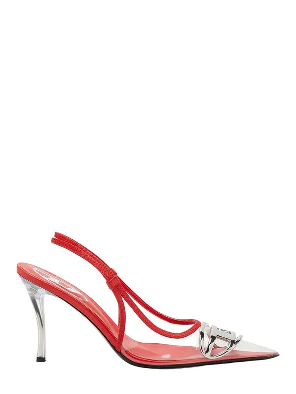 DIESEL® D-venus Transparent Slingback Pumps With Leather Trim - Red