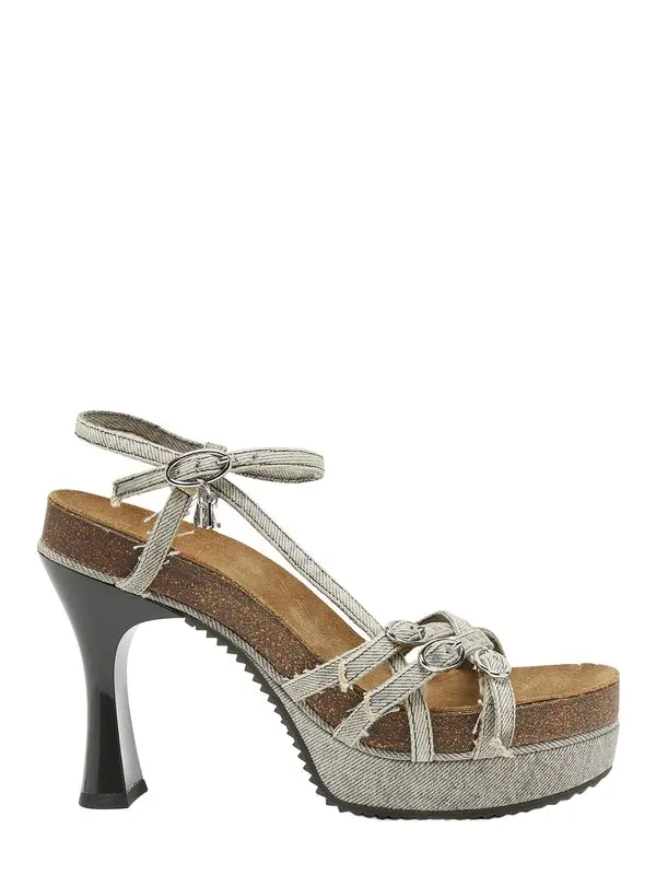 DIESEL® D-woodstock Strappy Platform Sandals - Grey