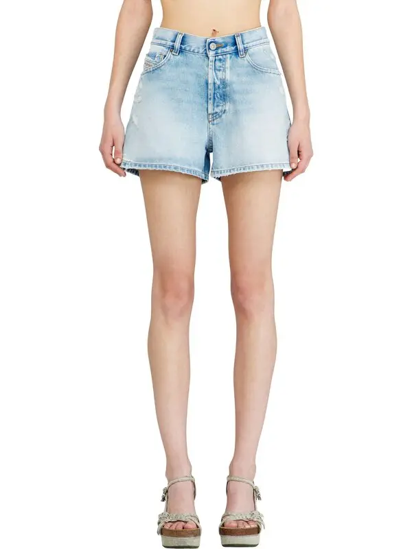 DIESEL® High-waisted Destroyed Denim Shorts - Blue