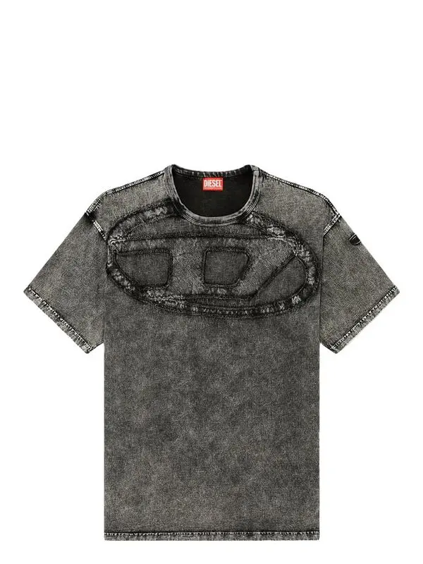 DIESEL® Relaxed Cotton T-shirt With Oval D Applique - Black