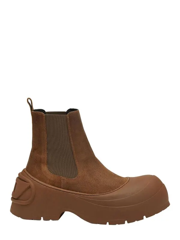 DIESEL® Waxed Suede Chelsea Boots With Chunky Rubber Sole - Brown