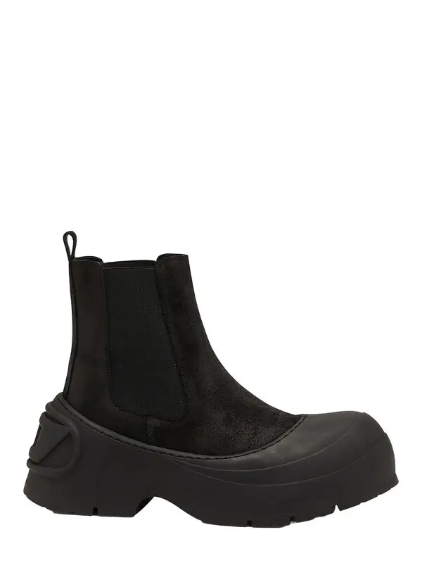 DIESEL® D-donald Chelsea Boots In Waxed Suede - Black