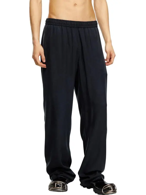 DIESEL® Faded Twill Drawstring Pants With Oval D Logo - Black