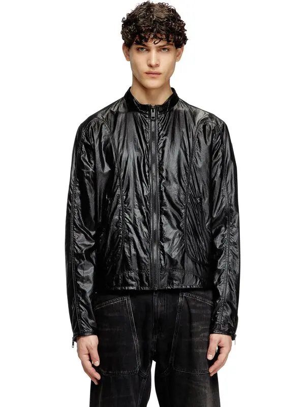 DIESEL® Shiny Ripstop Biker Jacket - Black