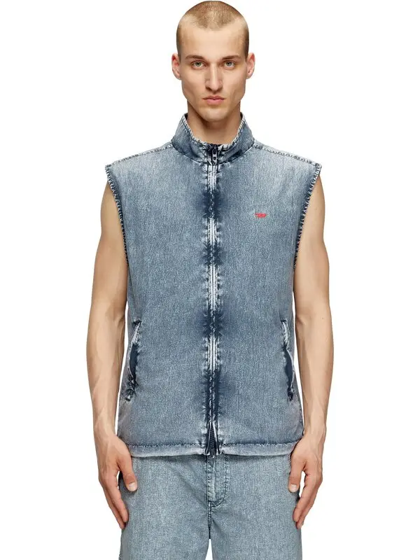 DIESEL® Recycled Nylon Taslan Acid-washed Vest - Blue
