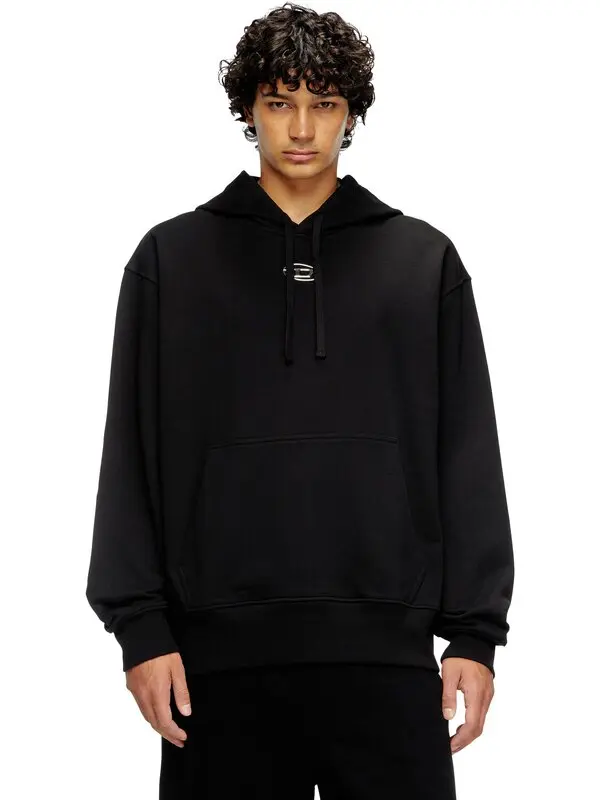 DIESEL® Hoodie With Metallic Logo Detail - Black