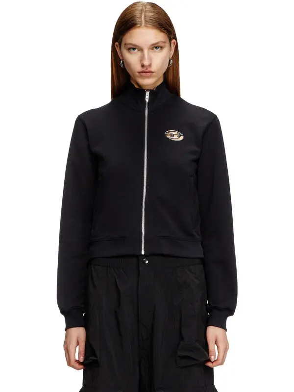 DIESEL® Cut-out Logo Zip-up Sweatshirt - Black