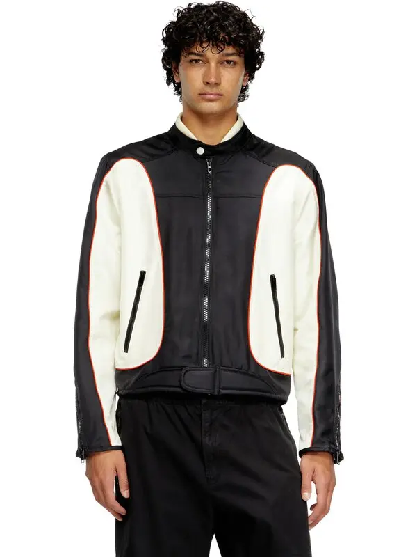 DIESEL® Color-blocked Biker Jacket With Piping - Multicolor
