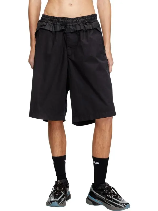 DIESEL® Cargo Shorts With Distressed Detailing - Black