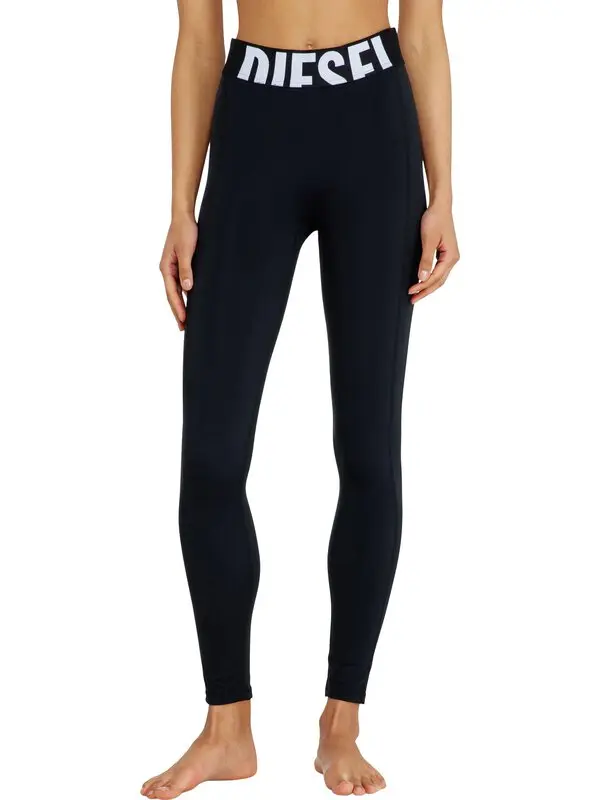 DIESEL® Microfibre Leggings With Cut-off Logo - Black