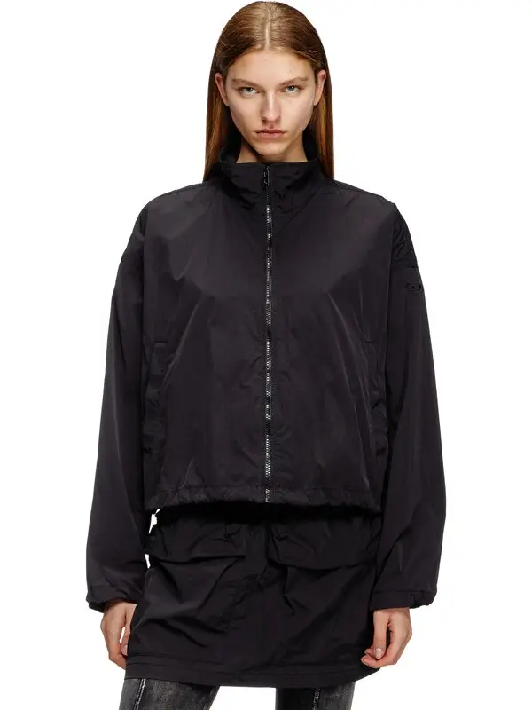 DIESEL® Compact Nylon Windbreaker With Embroidered Logo - Black