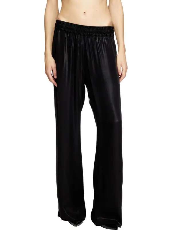 DIESEL® Satin Track Pants With Metallic Detail - Black