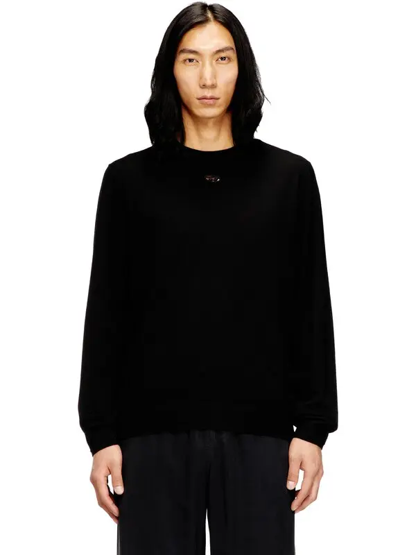 DIESEL® Wool Jumper With Cut-out Logo - Black