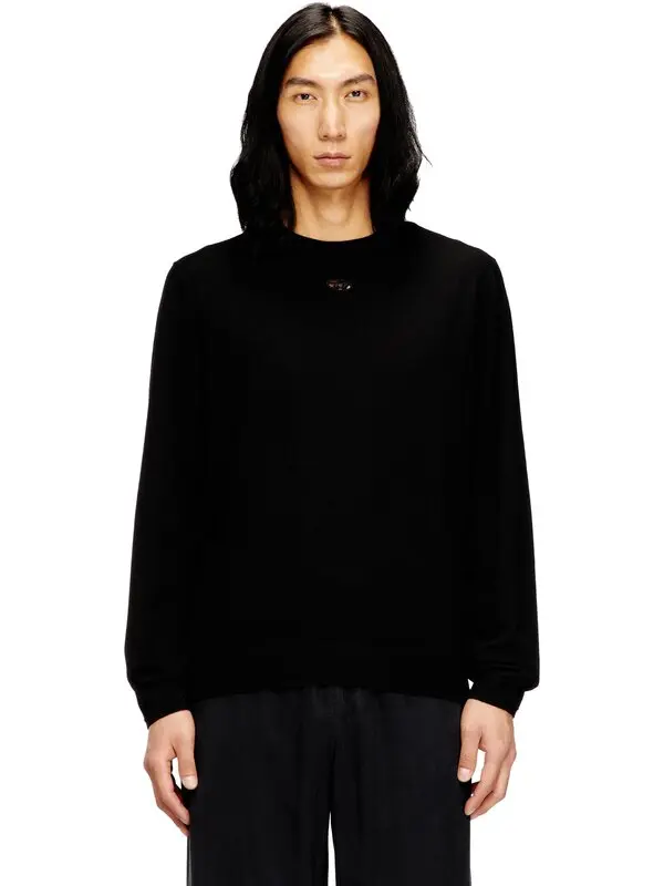 DIESEL® Wool Jumper With Cut-out Logo - Black