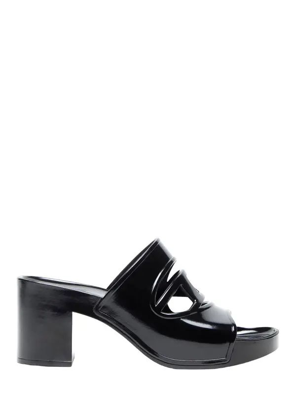 DIESEL® Sa-bonnie Heeled Rubber Slides With Cut-out Logo - Black