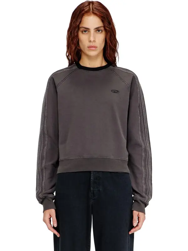 DIESEL® Sweatshirt With Contrast Stitching And Oval D Embroidery - Grey