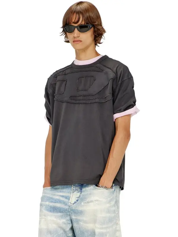 DIESEL® Relaxed Cotton T-shirt With Oval D Applique - Grey