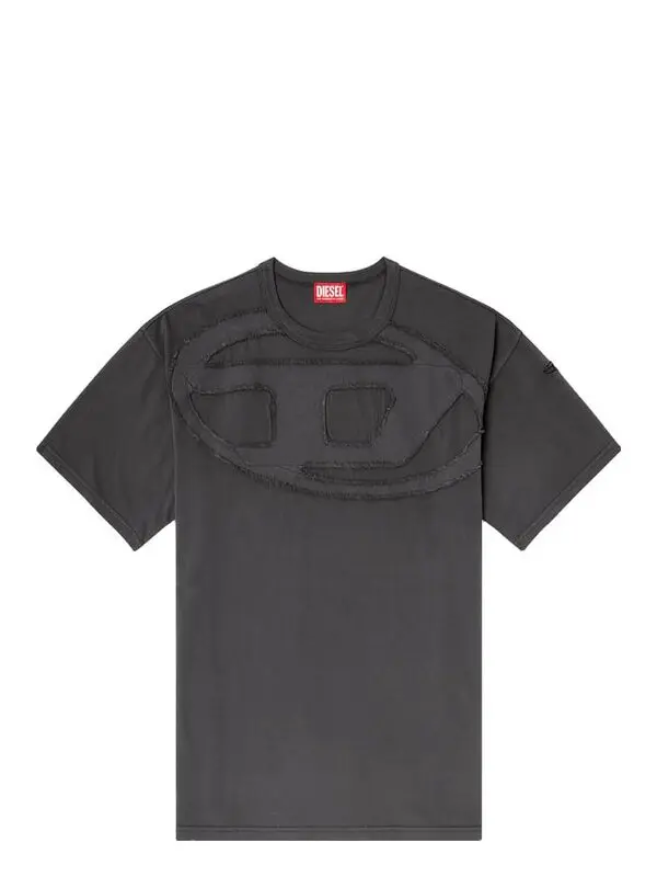 DIESEL® Relaxed Cotton T-shirt With Oval D Applique - Grey