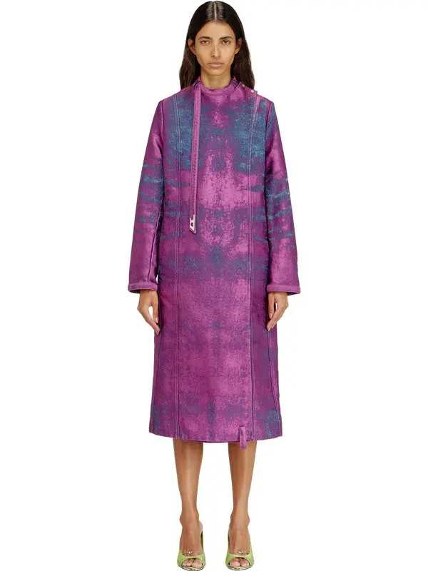 DIESEL® Biker-inspired Satin Denim Mid-length Coat - Violet