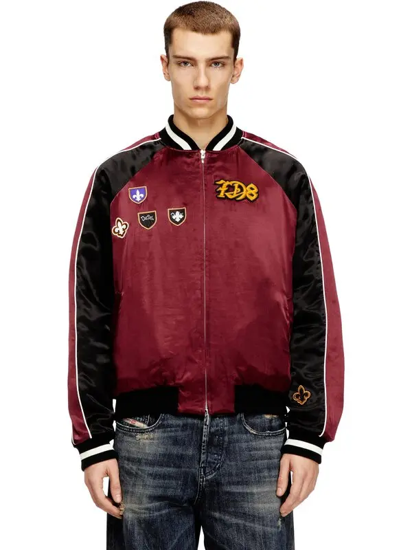 DIESEL® Embellished Satin Bomber Jacket - Multicolor
