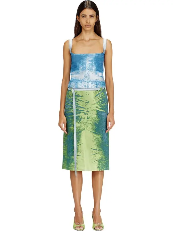 DIESEL® Open-back Apron Dress In Satin Denim - Multicolor