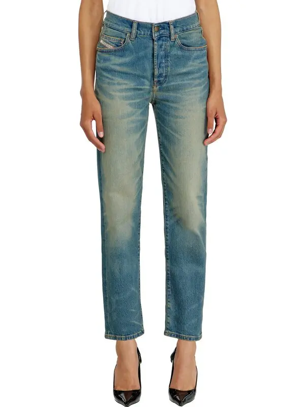 DIESEL® D-went High Waist Cropped Straight Leg Jeans - Blue