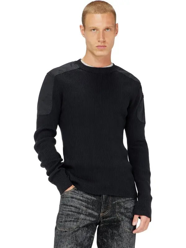 DIESEL® Ribbed Jumper With Shoulder Panels - Black