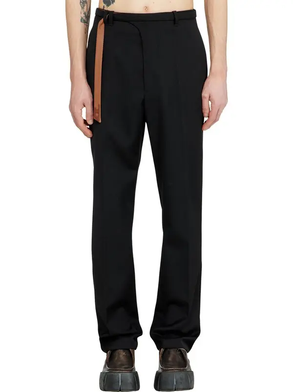 DIESEL® Tailored Trousers With Biker Belt Strap - Black
