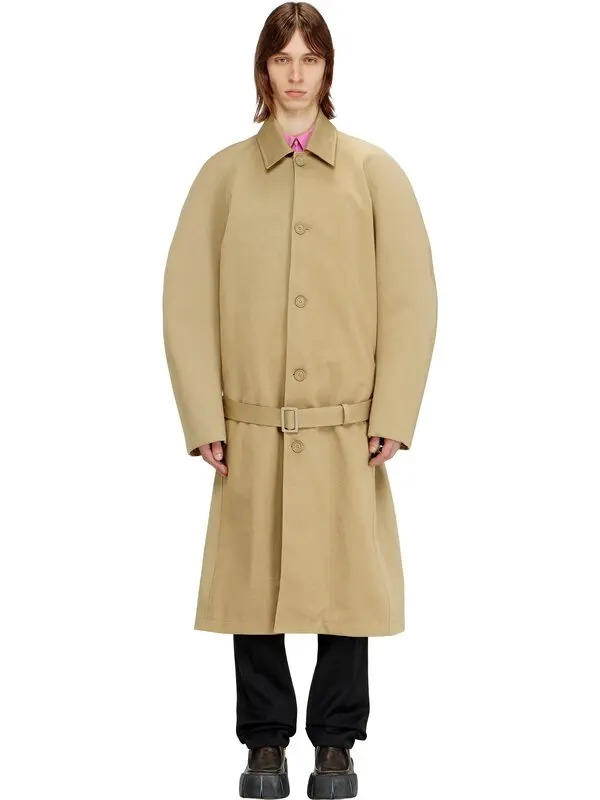DIESEL® Cotton Twill Trench Coat With Cocoon Sleeves - Brown