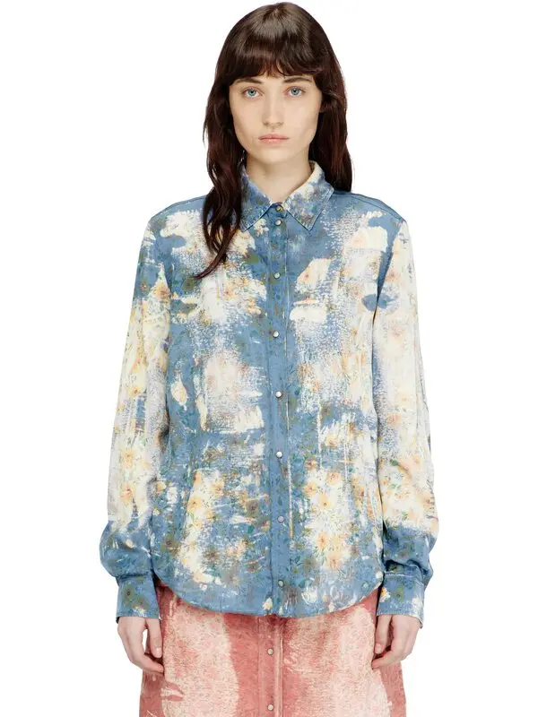DIESEL® X-ray Floral" Long Sleeve Shirt - Blue