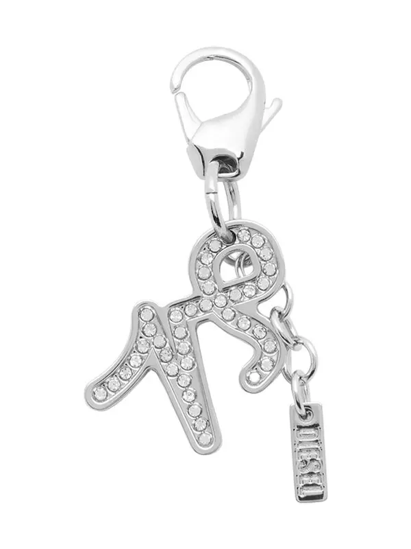 DIESEL® Metal Capricorn Zodiac Charm With Rhinestones And Lobster Clasp - Silver
