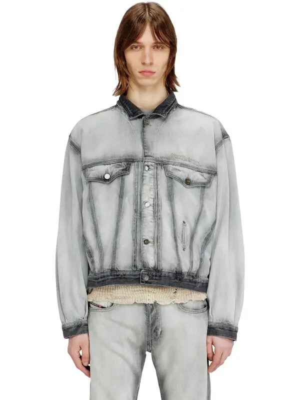 DIESEL® Skeleton Effect Trucker Jacket - Grey