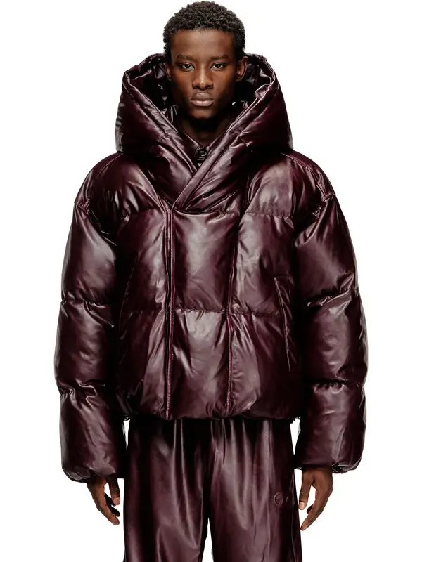 DIESEL® Hooded Puffer Jacket - Red